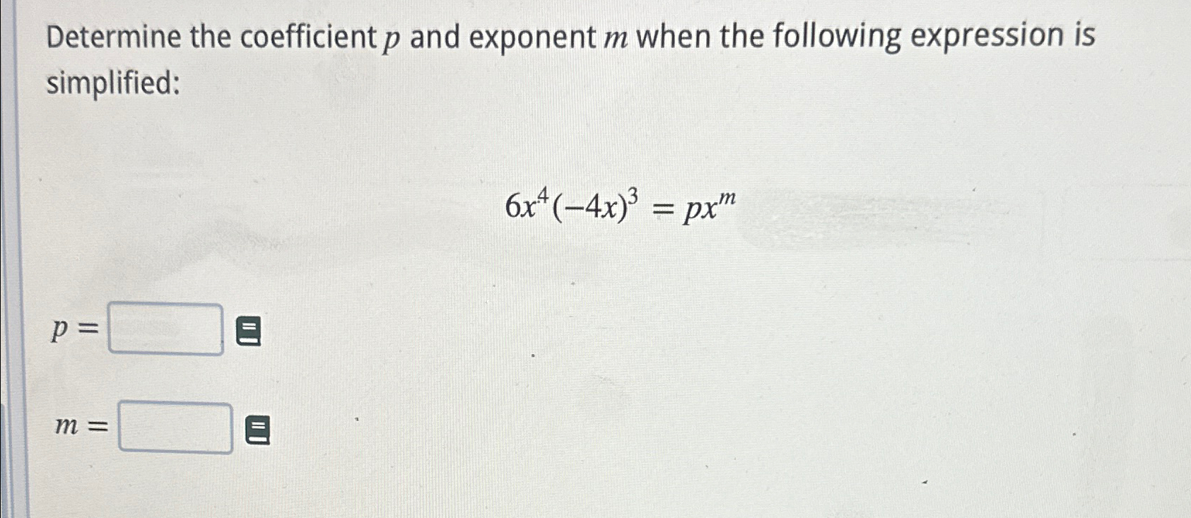 Solved Determine the coefficient p ﻿and exponent m ﻿when the | Chegg.com