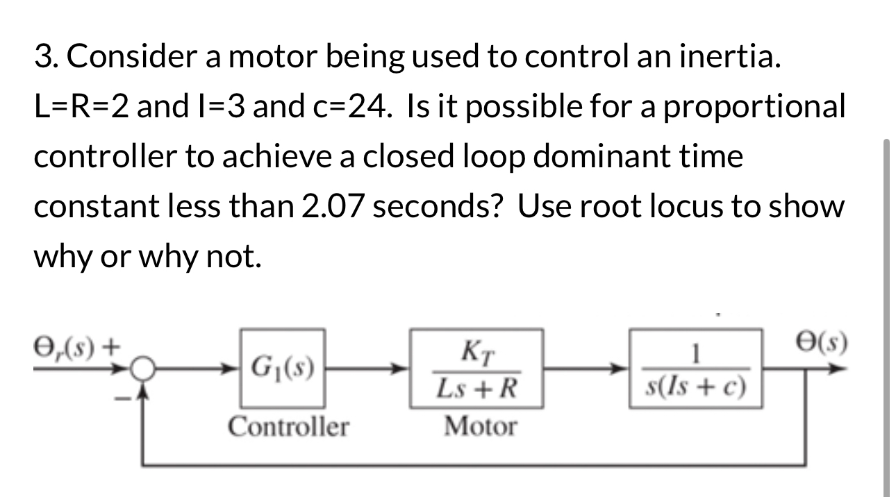 Solved Consider a motor being used to control an inertia. | Chegg.com