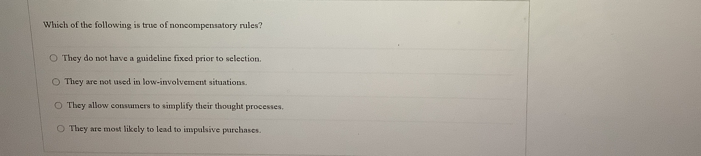 Solved Which of the following is true of noncompensatory | Chegg.com