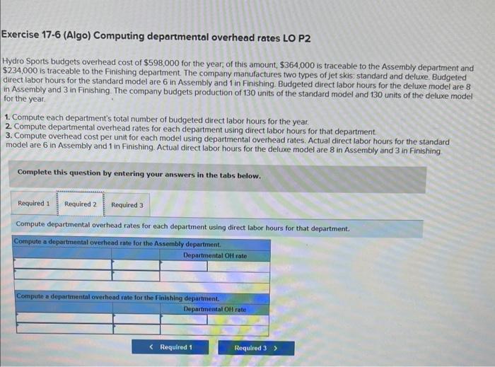 Solved Exercise 17.6 (Algo) Computing departmental overhead | Chegg.com
