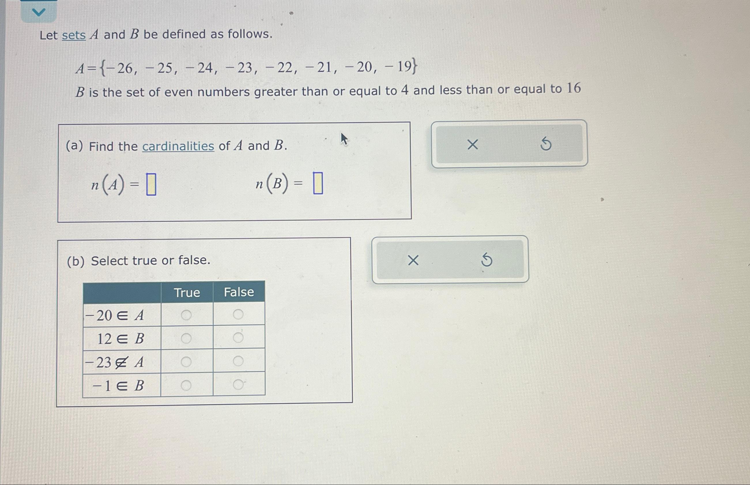 Solved Let sets A and B ﻿be defined as | Chegg.com