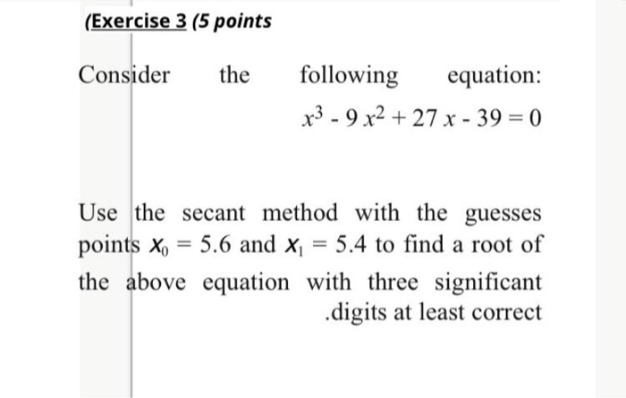 Solved (Exercise 3 (5 points Consider the following | Chegg.com