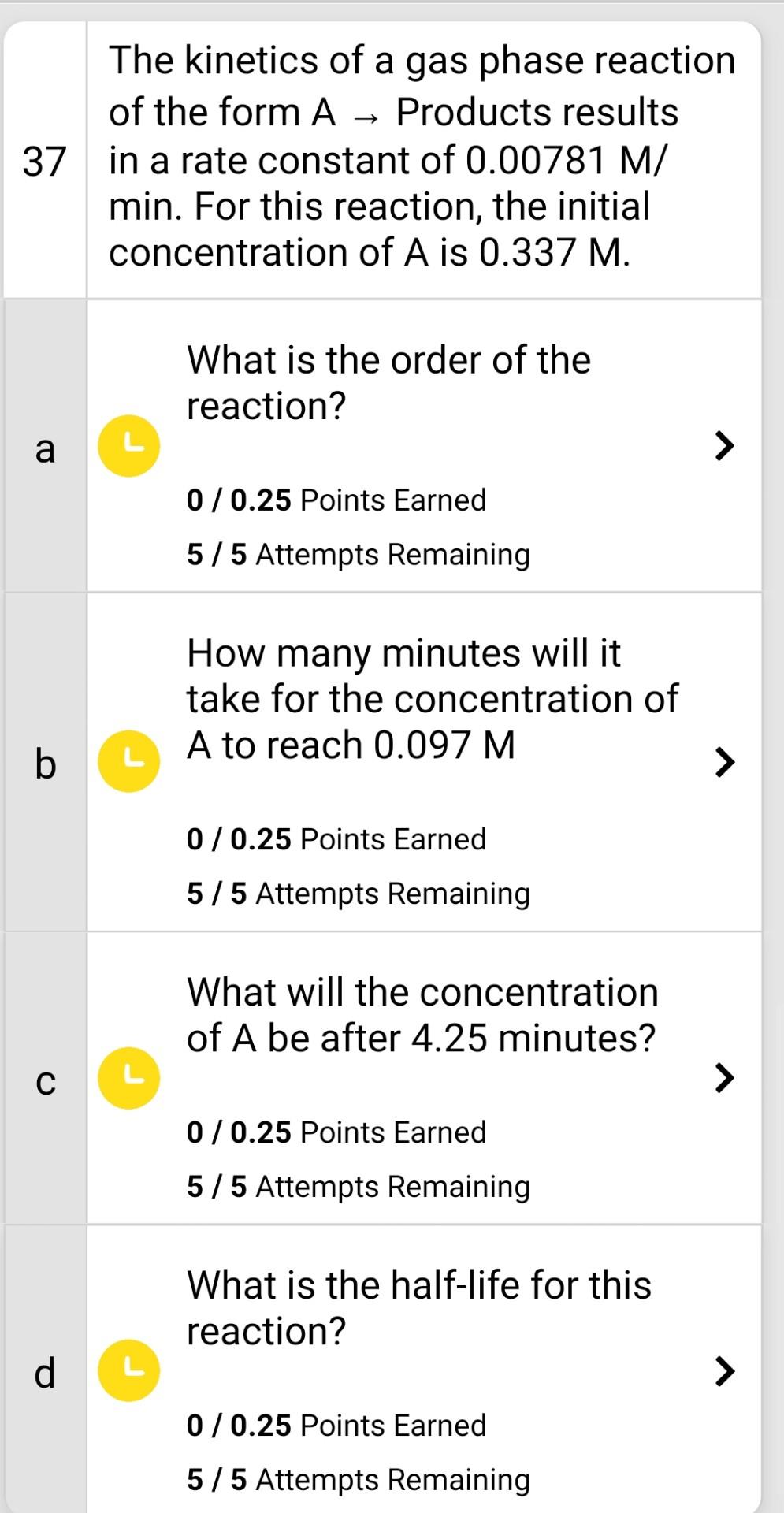 Solved The kinetics of a gas phase reaction of the form A→ | Chegg.com