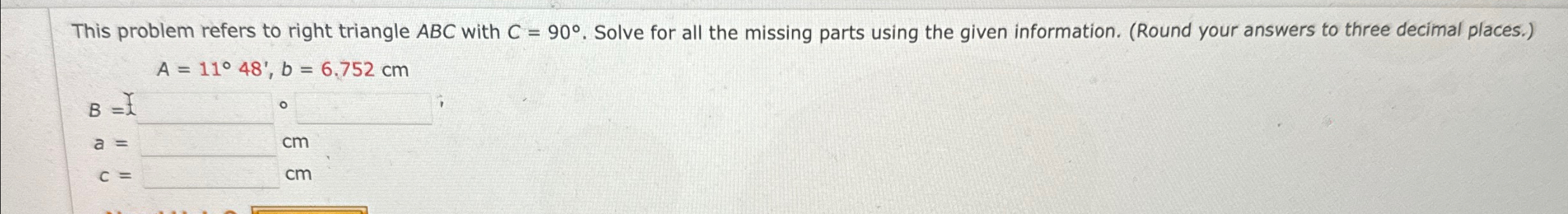 Solved This problem refers to right triangle ABC with C=90°. | Chegg.com