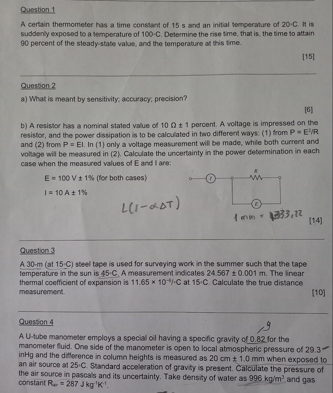 Solved A certain thermometer has a time constant of 15 s and | Chegg.com