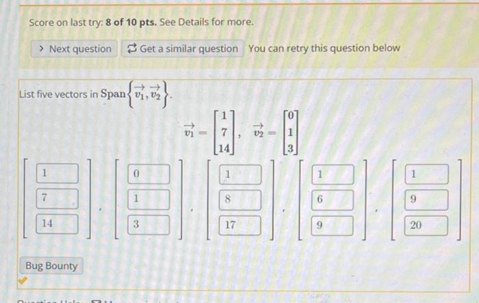 Solved List five vectors in Span{v1,v2}. | Chegg.com