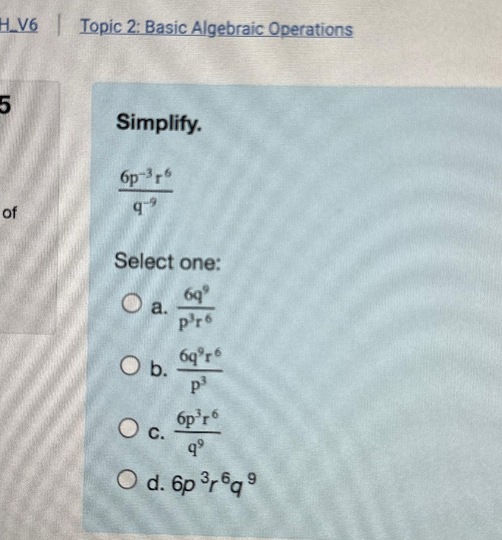 Solved Topic 2: Basic Algebraic | Chegg.com