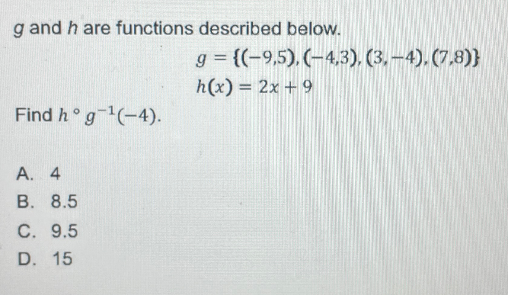 Solved g ﻿and h ﻿are functions described | Chegg.com
