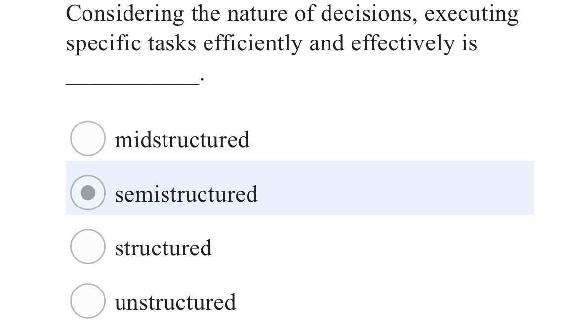 Solved Considering the nature of decisions, executing | Chegg.com