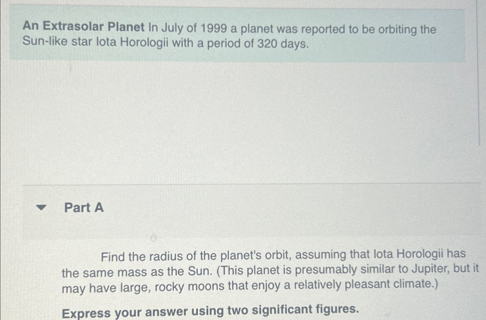 Solved An Extrasolar Planet In July of 1999 ﻿a planet was | Chegg.com