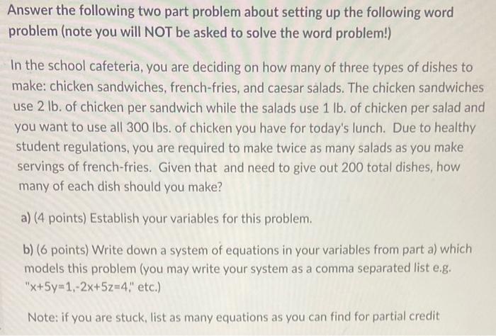 Solved Answer the following two part problem about setting | Chegg.com