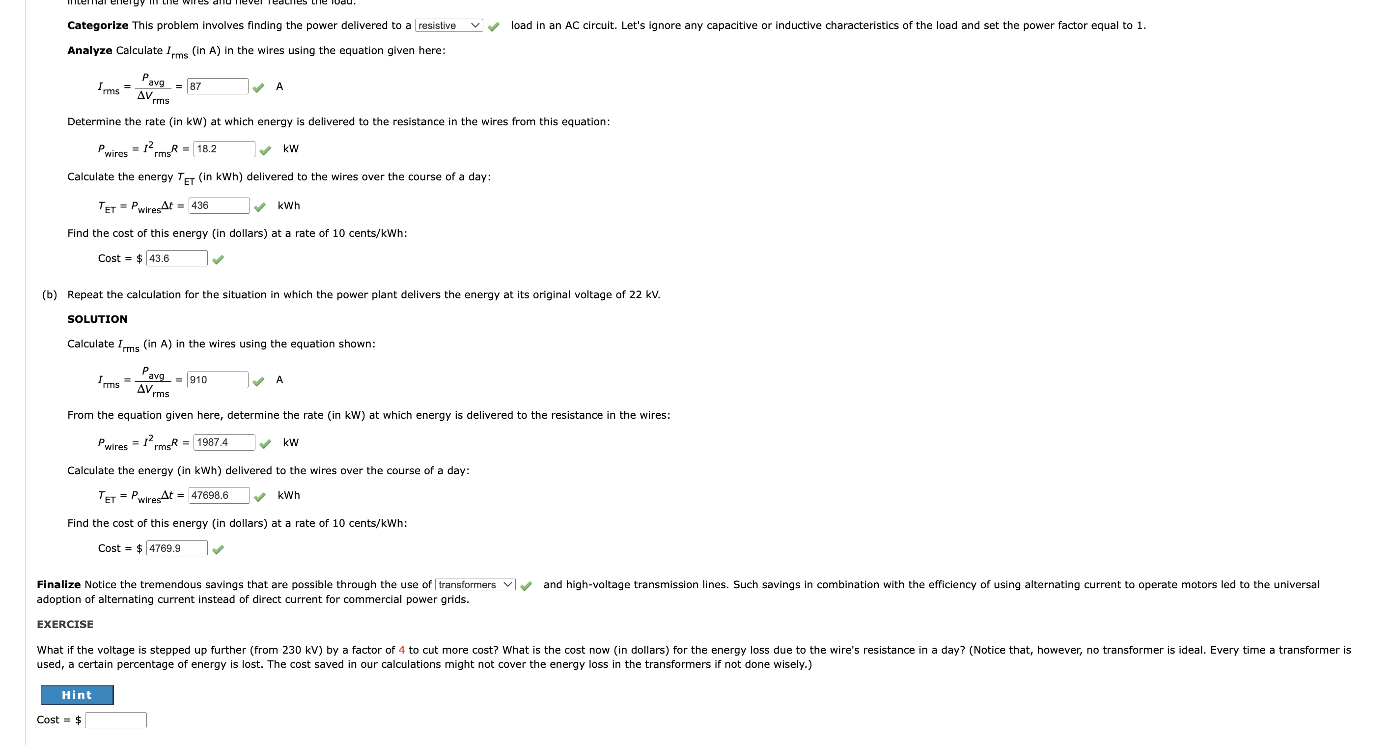 Solved Analyze Calculate Irms (in A) ﻿in the wires using the | Chegg.com