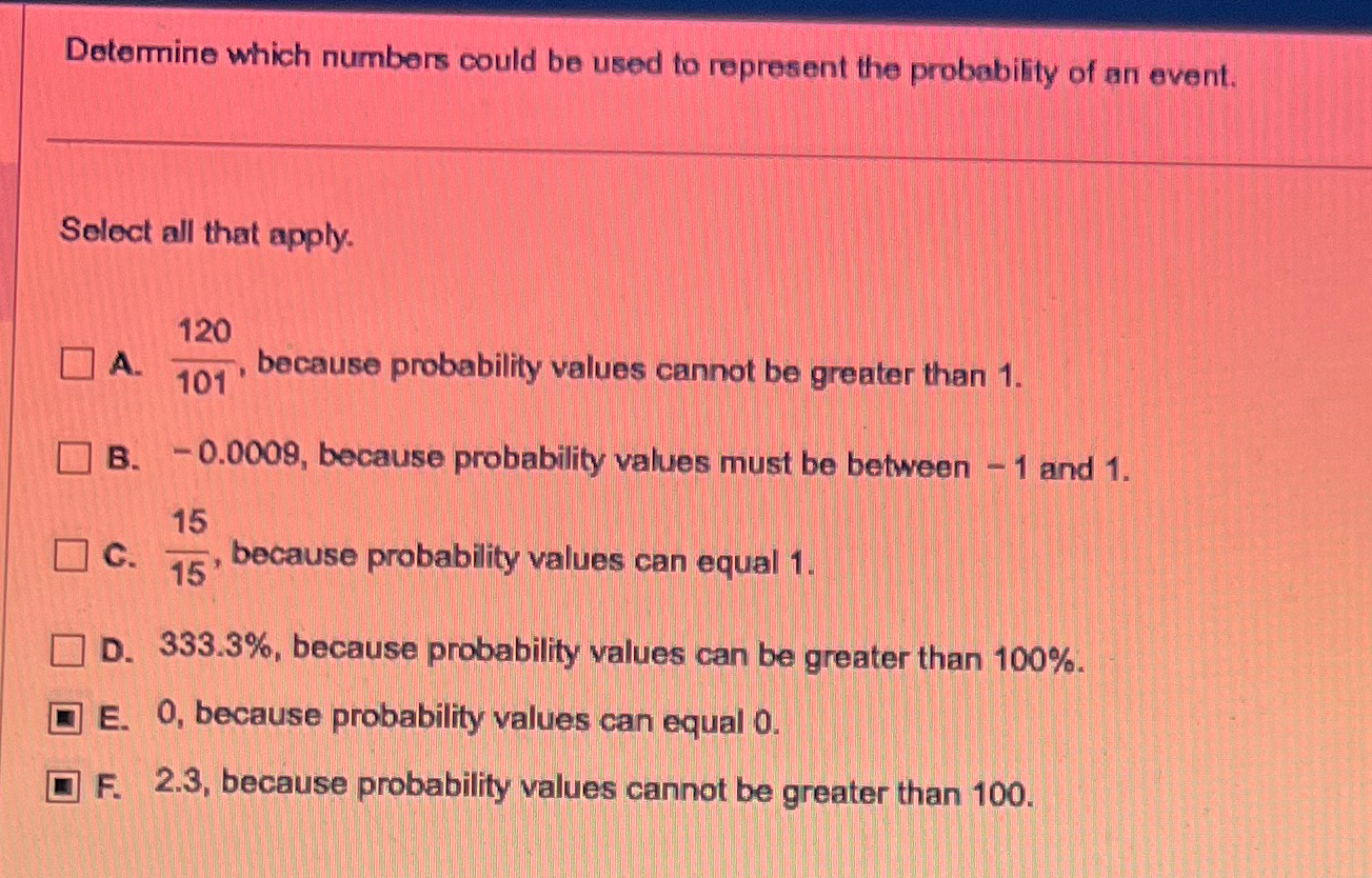 Solved Determine which numbers could be used to represent | Chegg.com