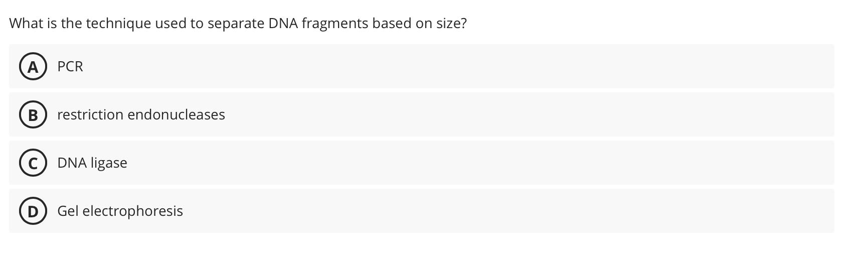 Solved What is the technique used to separate DNA fragments | Chegg.com