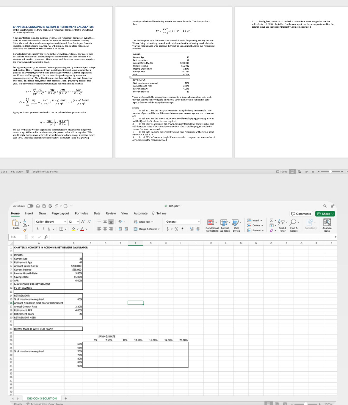 Solved I need help creating needed formulas | Chegg.com
