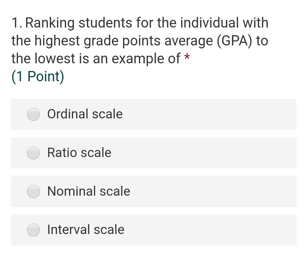Solved 1. Ranking students for the individual with the | Chegg.com