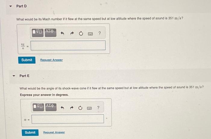 Solved The shock-wave cone created by the space shutte at | Chegg.com