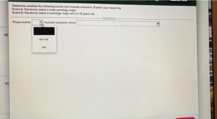 Solved Determine whether the following events are mutually | Chegg.com