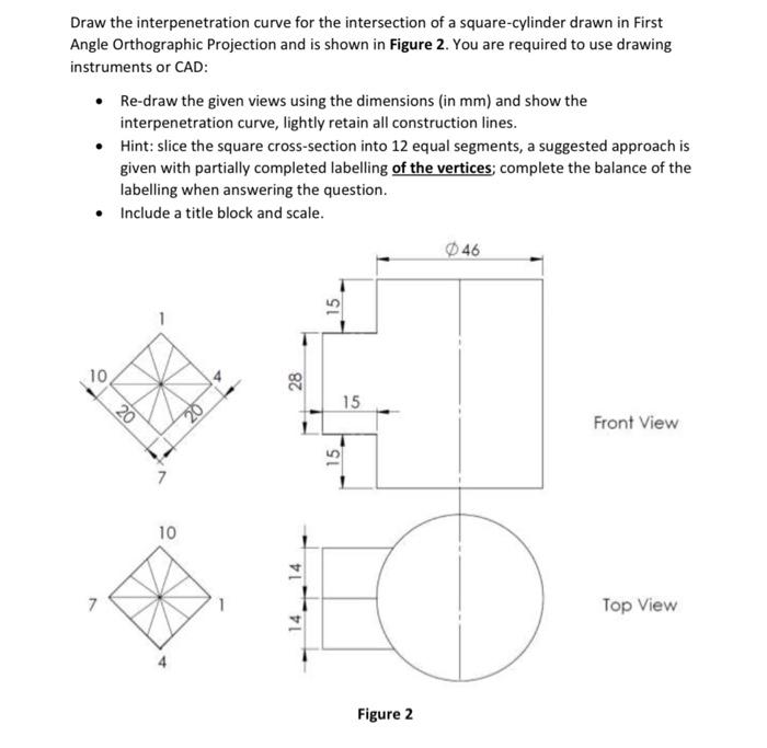 Solved Draw the interpenetration curve for the intersection | Chegg.com