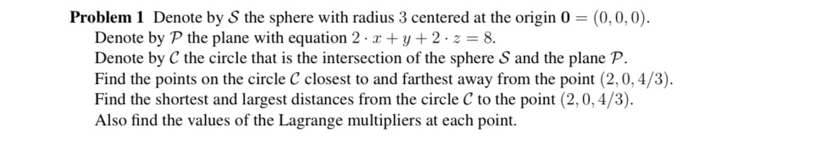 Solved Problem 1 ﻿Denote by S ﻿the sphere with radius 3 | Chegg.com
