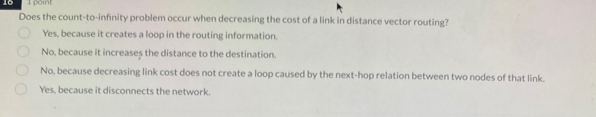 Solved Does the count-to-infinity problem occur when | Chegg.com
