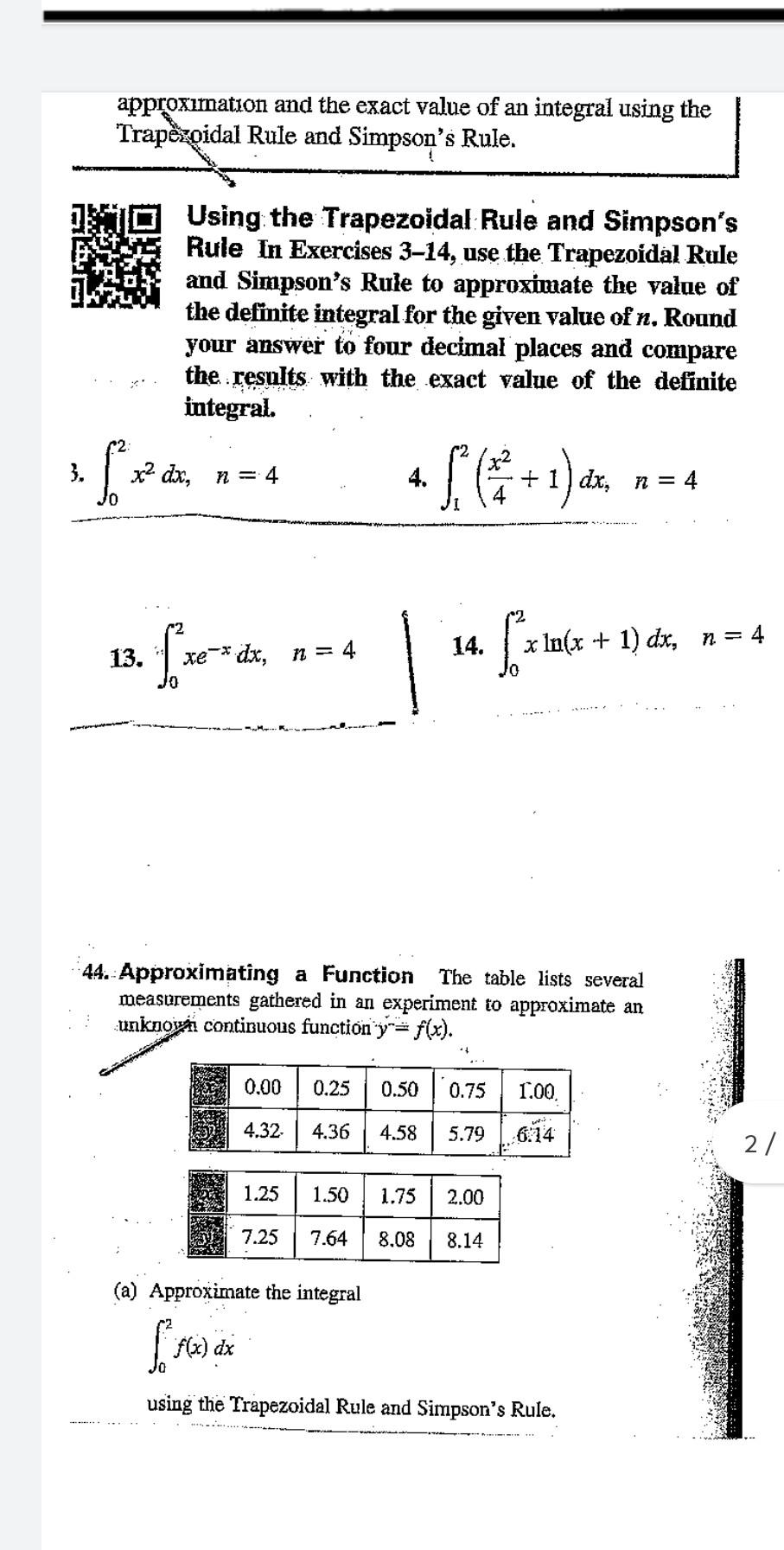 Solved the shaded region using the Trapezoidal Rule and | Chegg.com