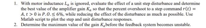 Solved The typical parameters for the armature-controlled dc | Chegg.com