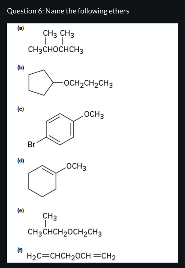 Solved Question 6: Name the following | Chegg.com