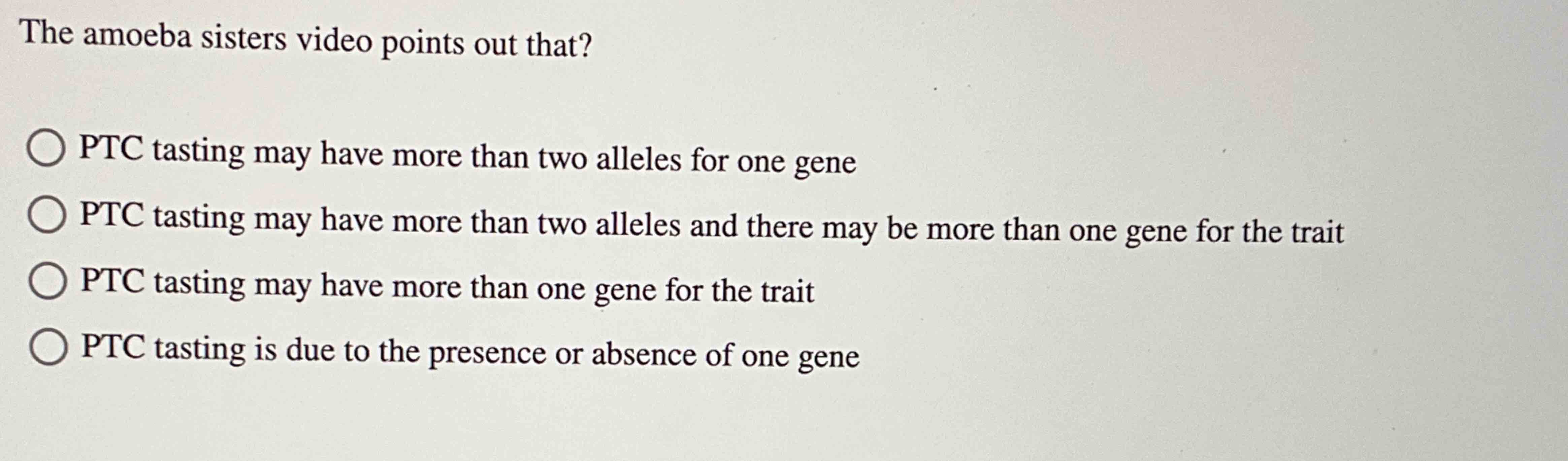 Solved The amoeba sisters video points out that?PTC tasting | Chegg.com