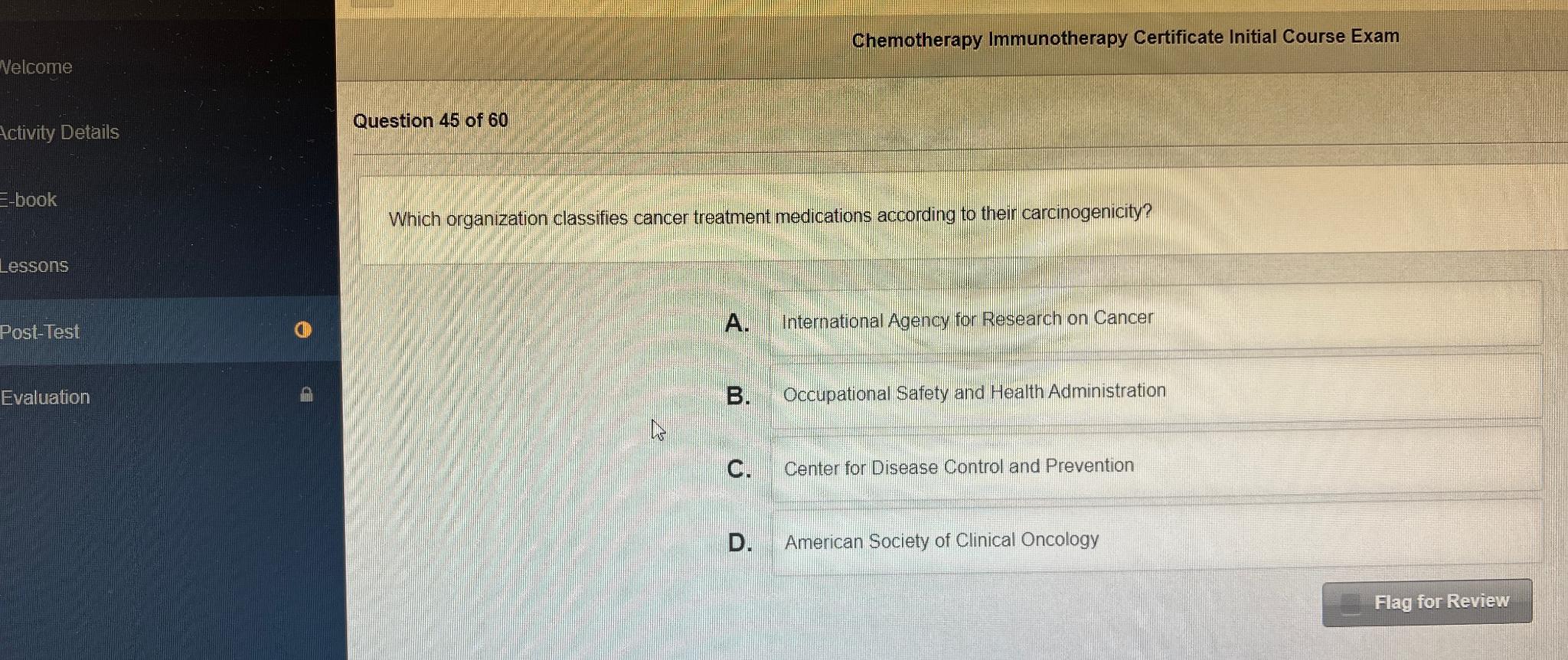 Solved Chemotherapy Immunotherapy Certificate Initial Course | Chegg.com
