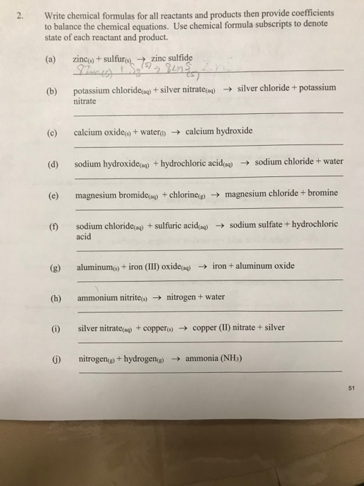 Solved Write chemical formulas for all reactants and | Chegg.com