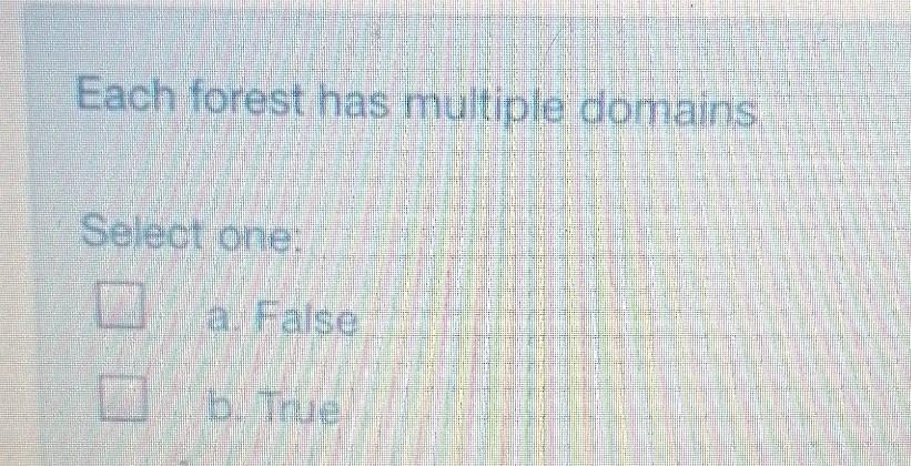 Solved Each forest has multiple domains Select one: D a. | Chegg.com