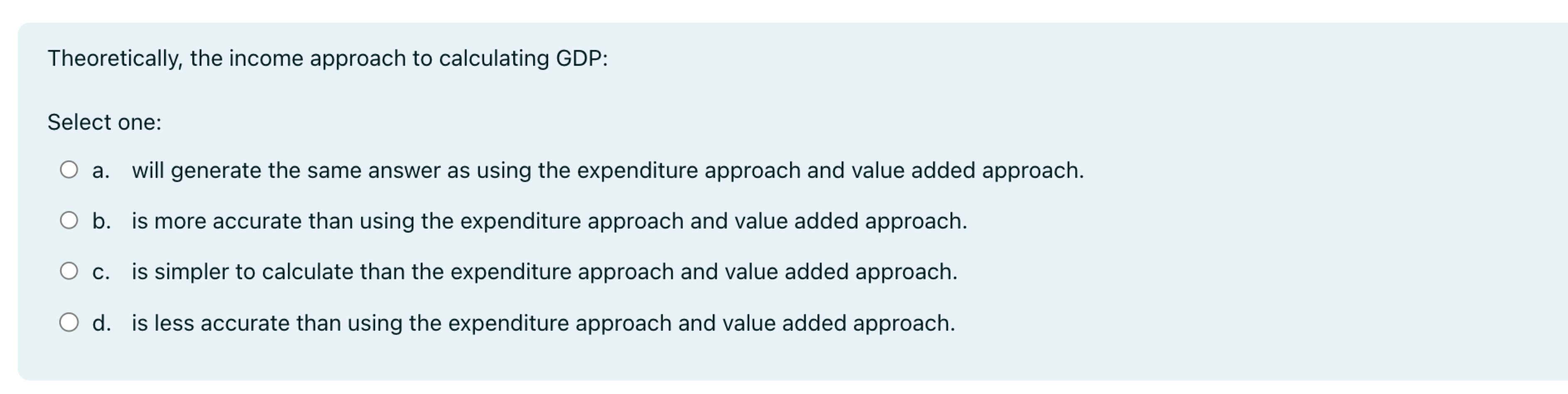 Solved Theoretically, the income approach to calculating | Chegg.com