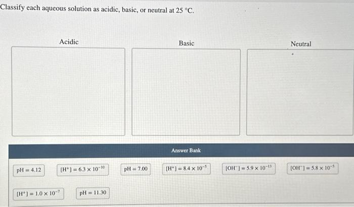 Solved Classify each aqueous solution as acidic, basic, or | Chegg.com