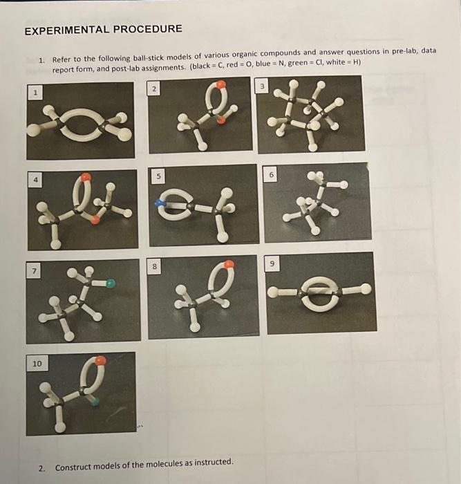 Solved EXPERIMENTAL PROCEDURE 1. Refer to the following | Chegg.com