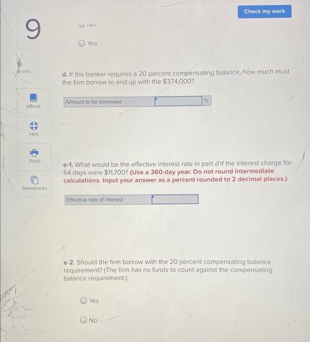 Solved 9 Points eBook Hint Print References Check my work | Chegg.com