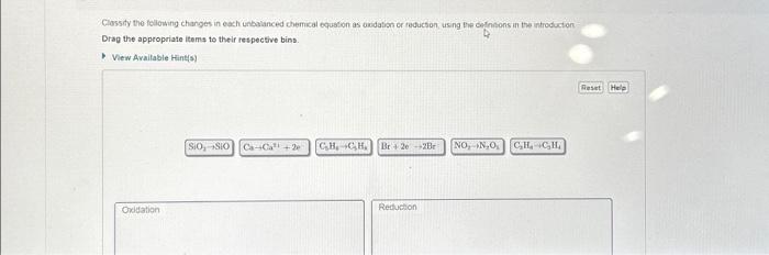 Solved Classify the following changes in each unbalanced | Chegg.com
