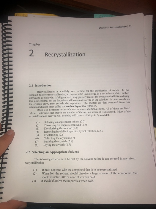Solved Recrystallization and Melting Points Complete the | Chegg.com