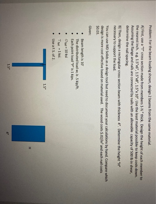 Solved Problem: For the beam loading shown, design 2 beams | Chegg.com