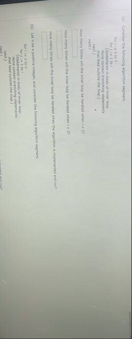 Solved (a) ﻿Consider the following algorithm segment.How | Chegg.com