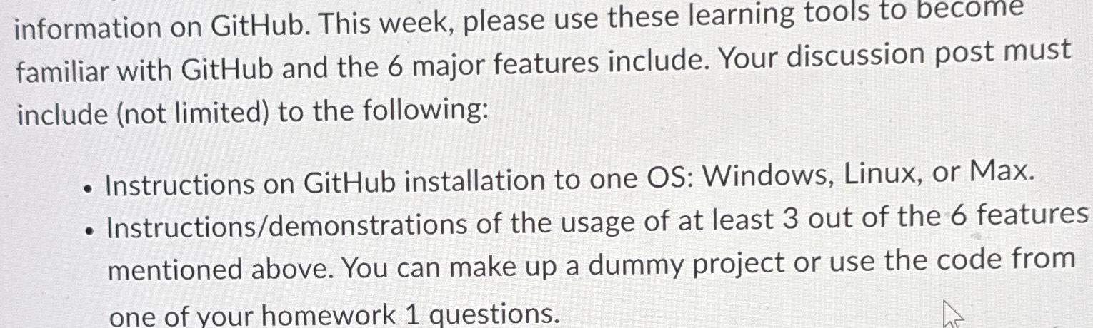 Solved information on GitHub. This week, please use these | Chegg.com