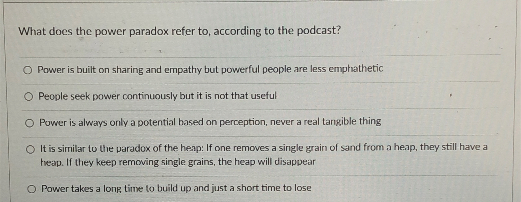 Solved What does the power paradox refer to, ﻿according to | Chegg.com