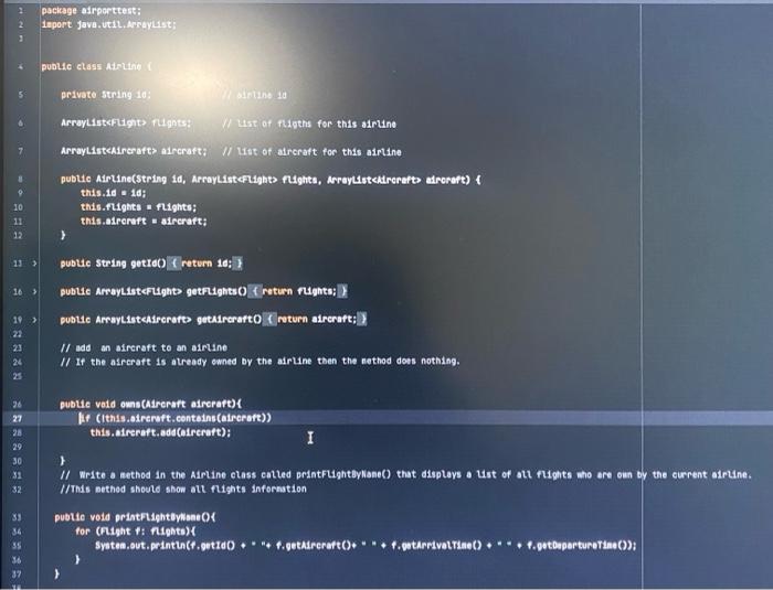Solved airline.java is spolt into 2 pictures. you fill find | Chegg.com