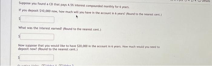 Solved Suppose you found a CD that pays 4.5% interest | Chegg.com