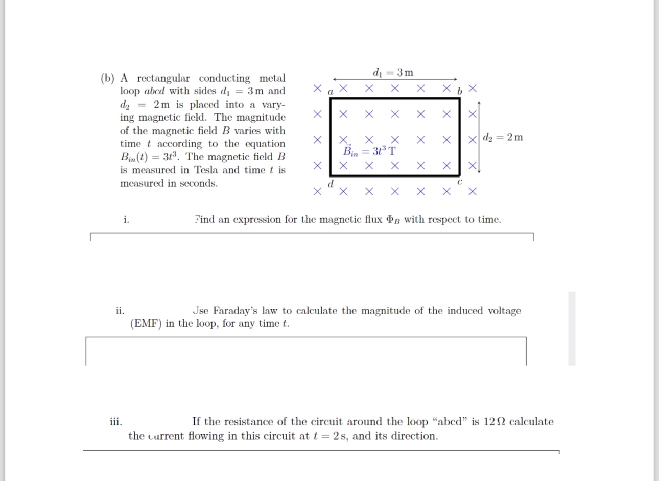 Solved (b) ﻿A rectangular conducting metal loop abcd with | Chegg.com