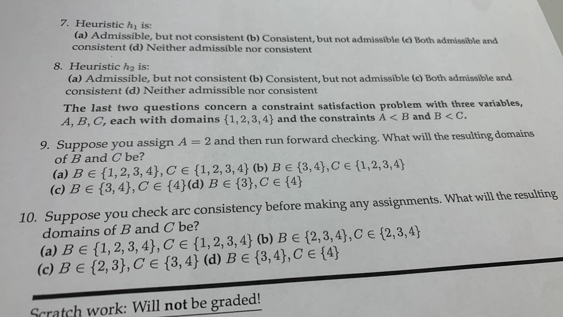 Solved Heuristic h1 is:(a) ﻿Admissible, but not consistent | Chegg.com