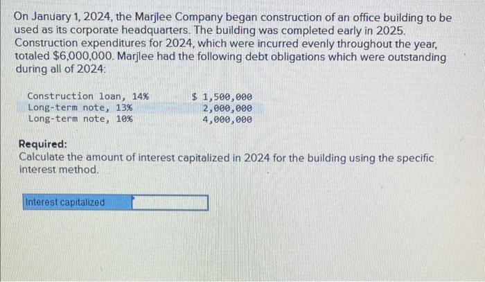 Solved On January 1, 2024, the Marjlee Company began | Chegg.com