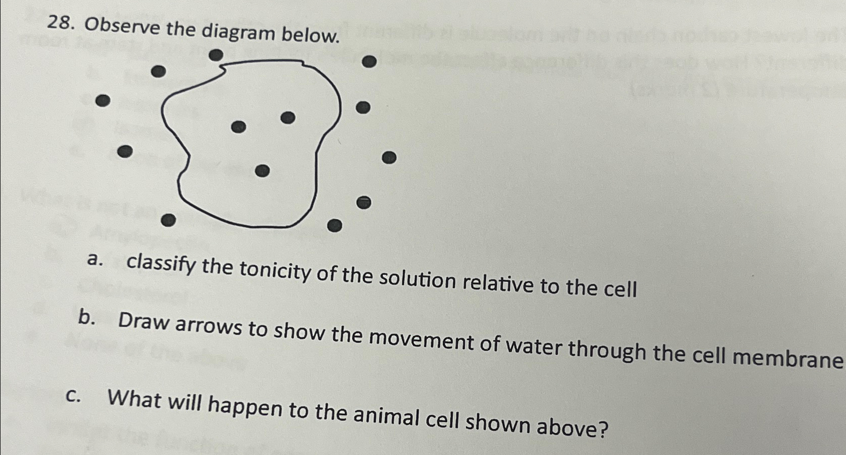 Solved Observe the diagram belowa. ﻿classify the tonicity of | Chegg.com