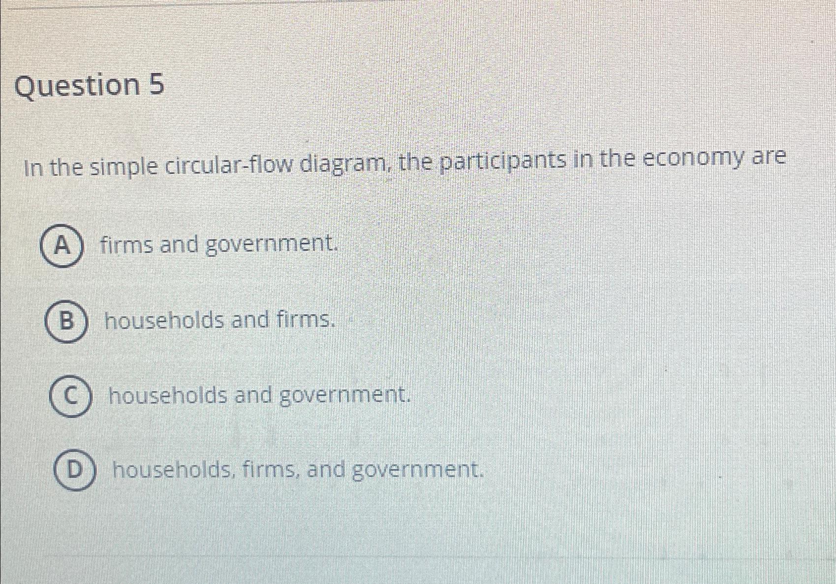 Solved Question 5In the simple circular-flow diagram, the | Chegg.com