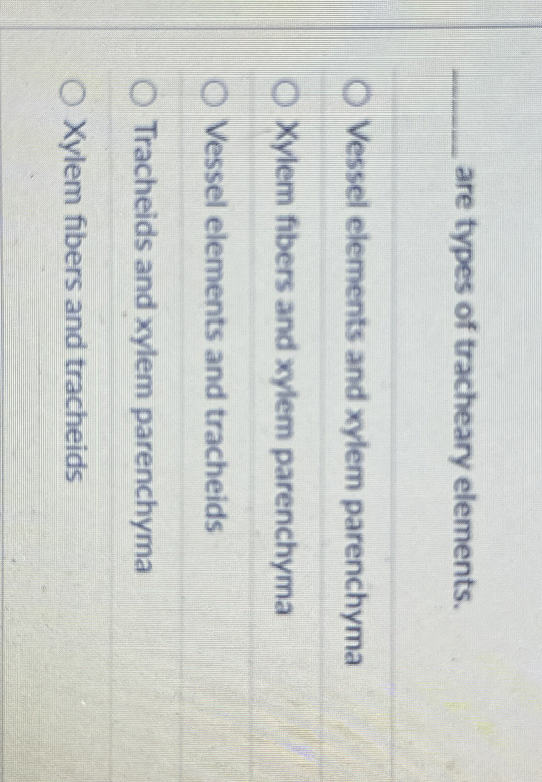 Solved q, ﻿are types of tracheary elements.Vessel elements | Chegg.com